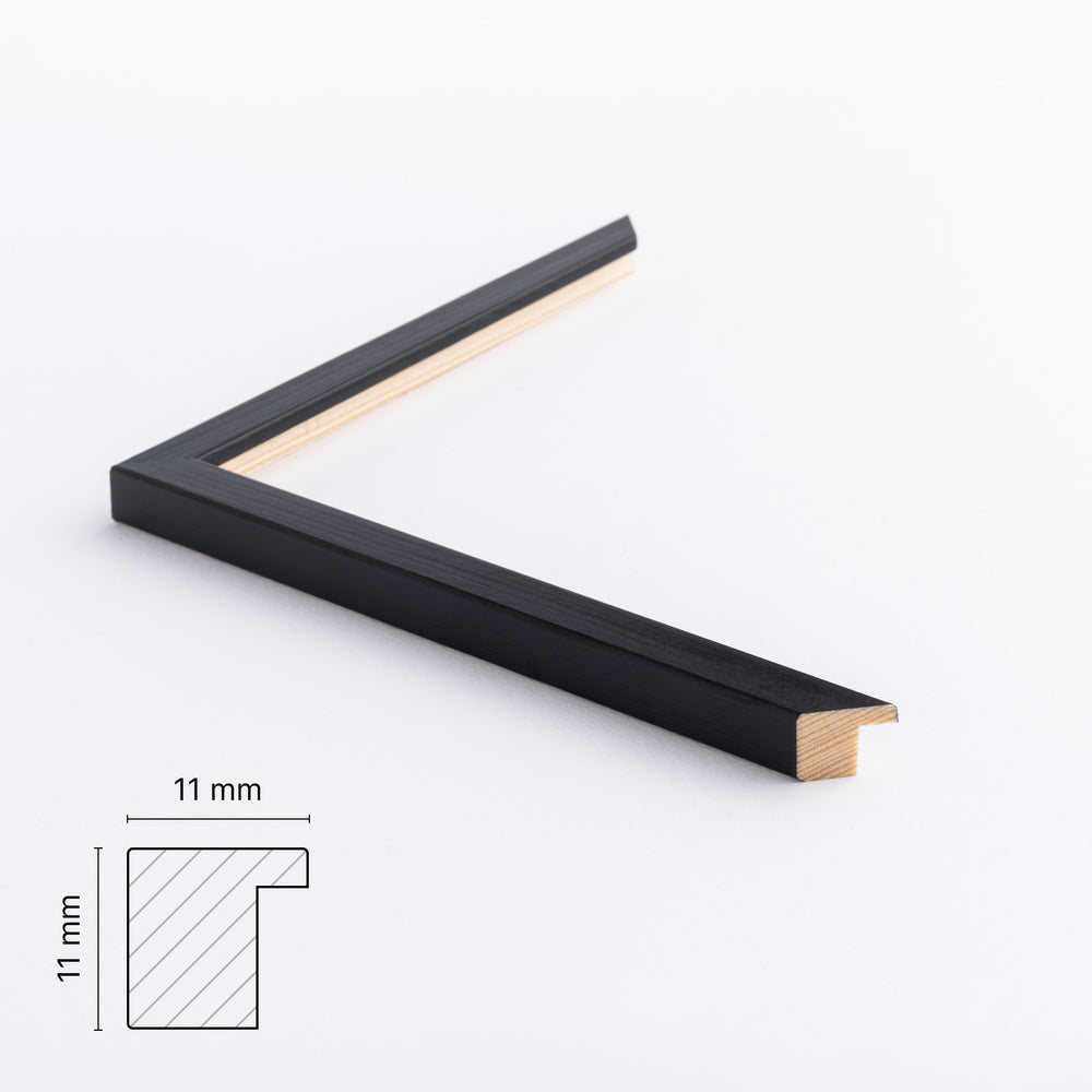 Ramme Sort Fyrretræ 29,7 X 42 Cm M/Glas 11 Mm Ramme